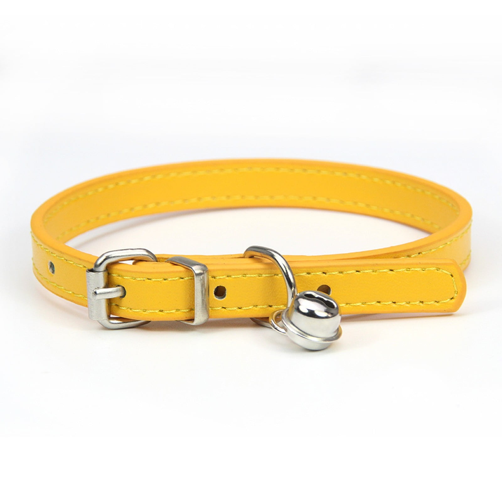 Adjustable Dog Collar with Bell - Soft PU Leather Puppy Collar for ...
