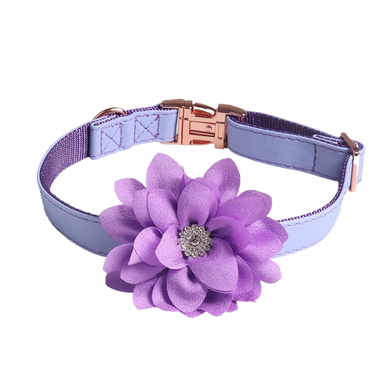 Dog Collar Adjustable Buckle Design Fake Leather Rose Flower Decor Pet ...