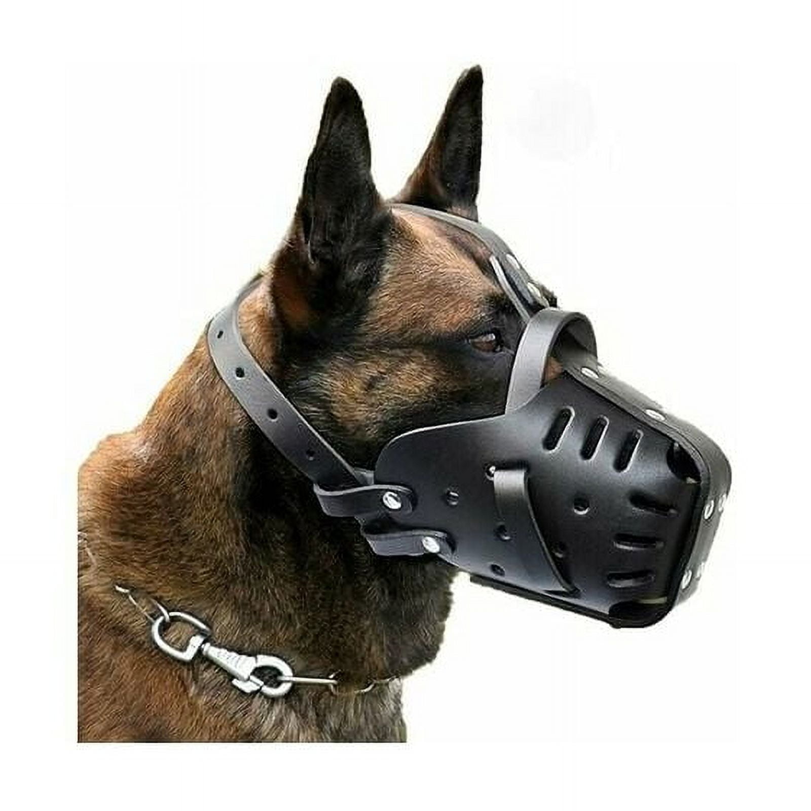 Adjustable Dog Muzzle, Leather Basket Muzzle for Medium Large Breeds ...