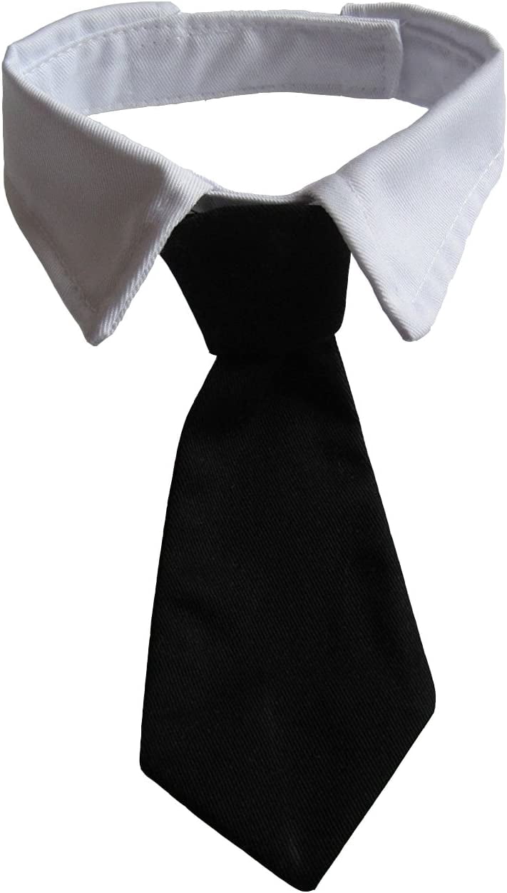 Adjustable Dog Necktie Pet Tuxedo Cotton Collar with Black Tie for ...