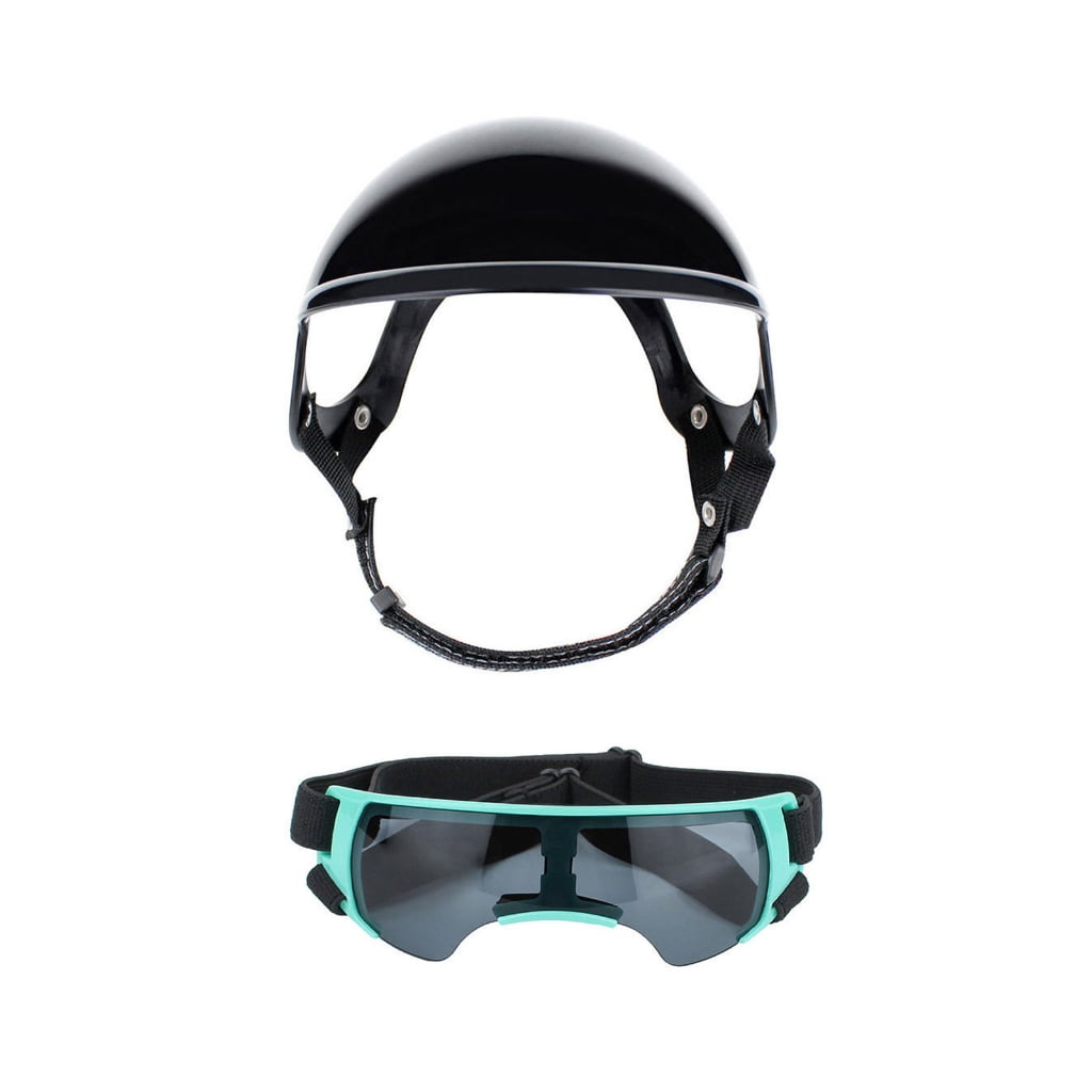 Adjustable Dog Protective Helmet and Goggles Set For Active Pet Outdoor ...