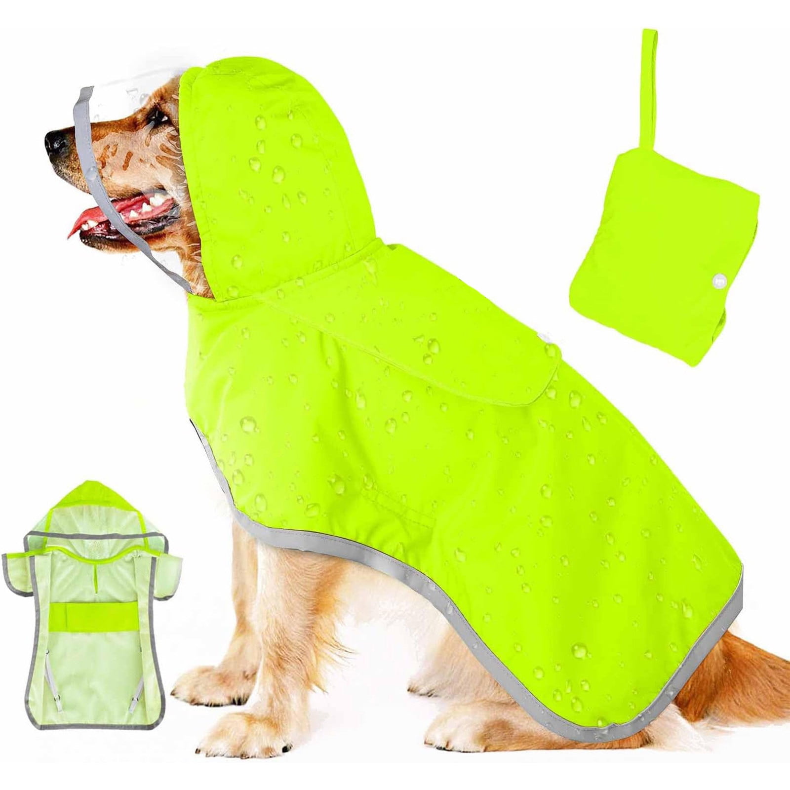 Adjustable Dog Raincoat Slicker Poncho For Small And Medium Dogs Puppies With Transparent Hooded ...