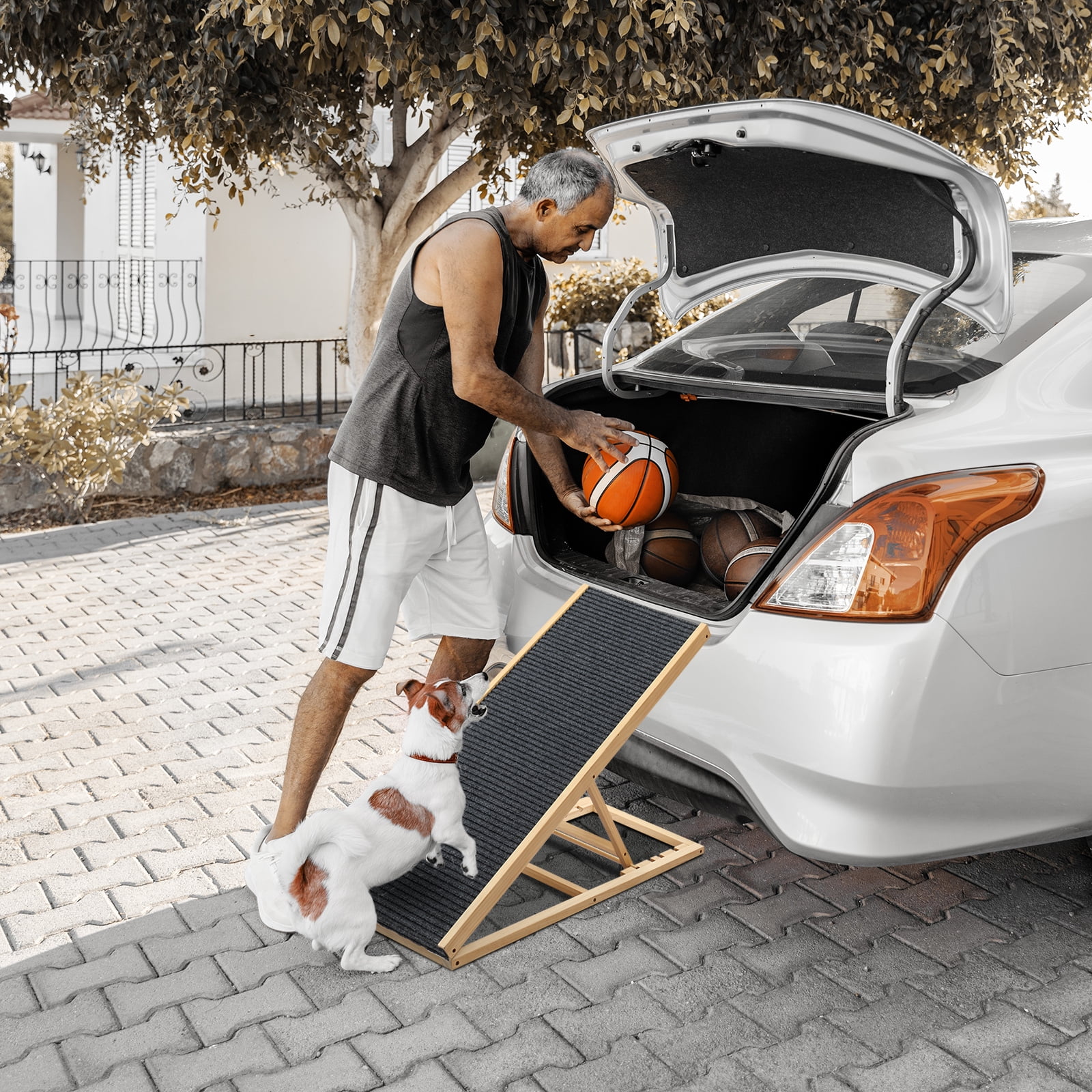 Large Dog Pet Ramp Stairs with Adjustable Height for Bed Couch Car ...