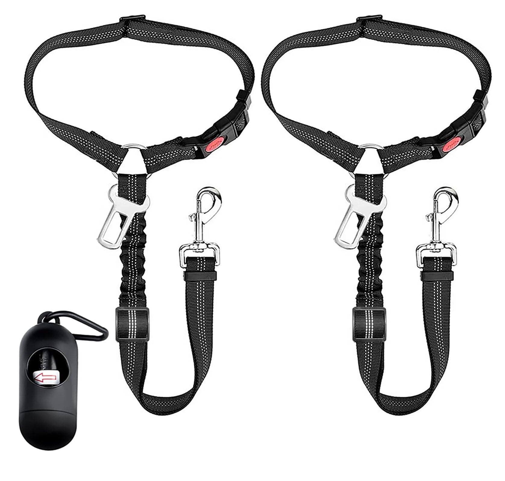 Emapoy 3 in 1 Adjustable Dog Car Seat Belt Leash, 2 Pack, Tether with ...