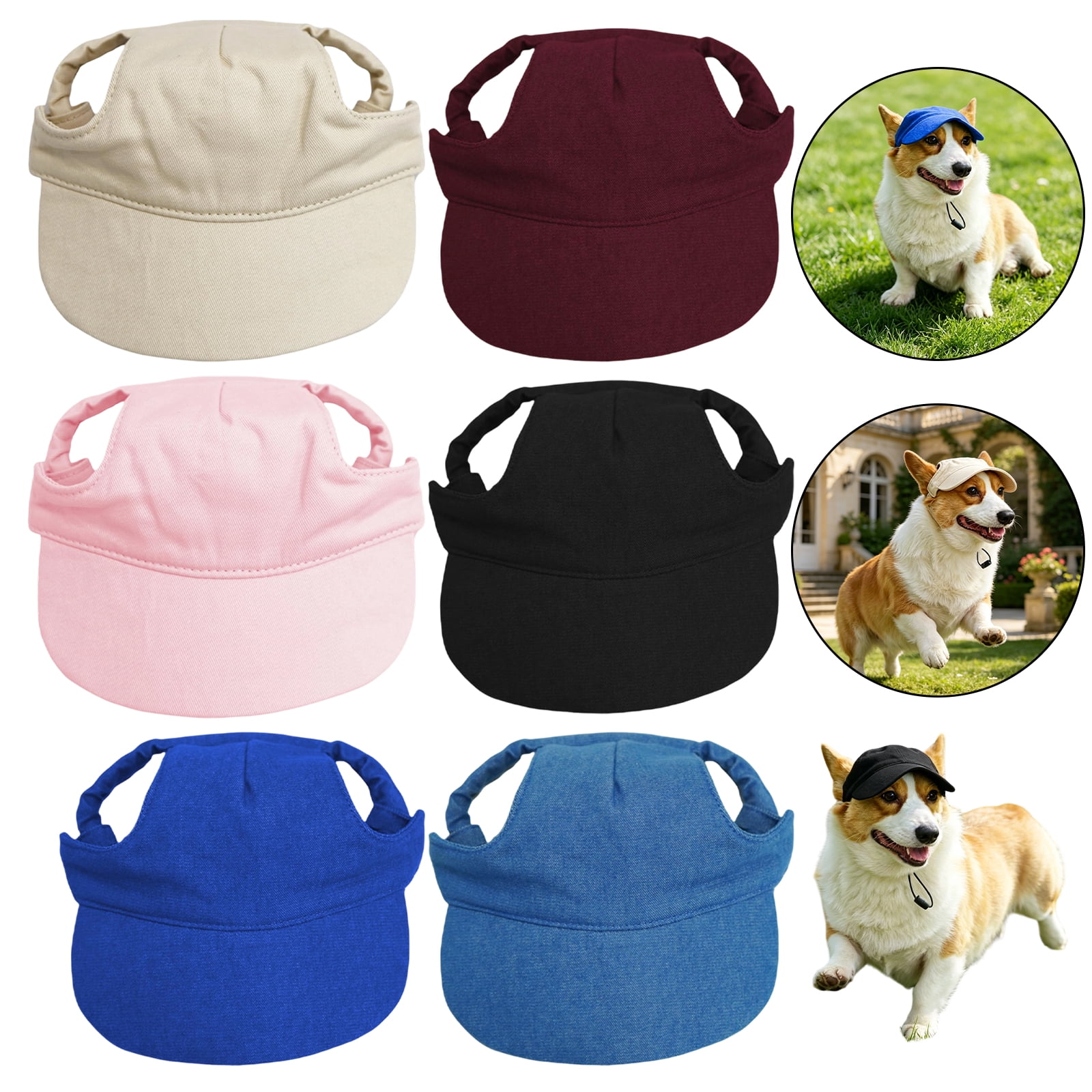 Adjustable Dog Sun Hat with Ear Holes Wide Brim Pet Outdoor Cap UV ...