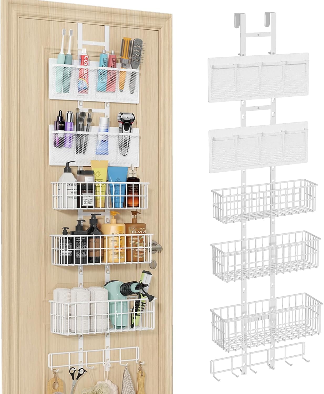 Adjustable Over The Door Organizer - Hair Dryer Holder, Hanging Door ...