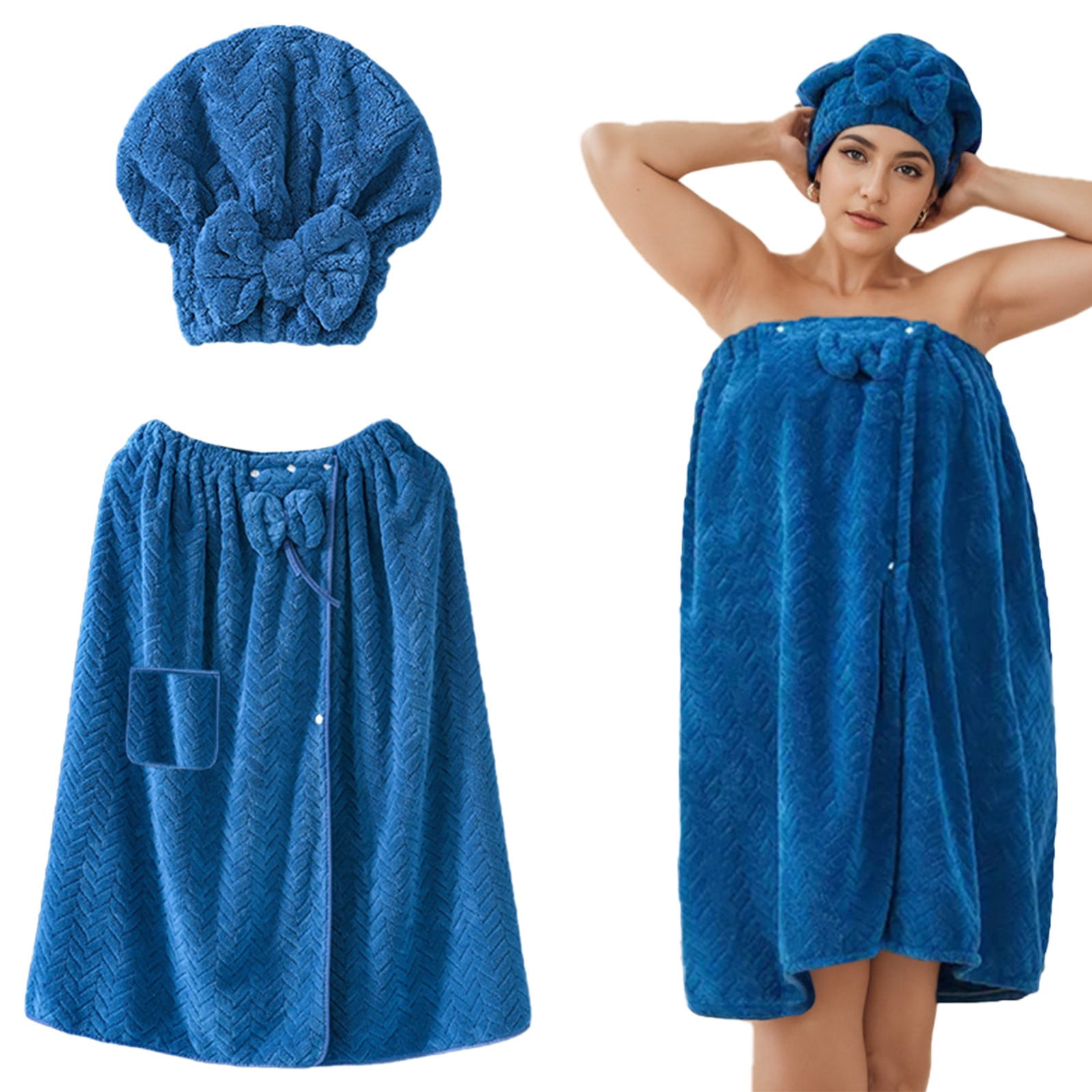 Adjustable Double-Buckle Towel Wrap for Women with Soft High-Density ...