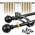 Adjustable Double Curtain Rods for Windows Set 30 to 57 Inch, Black ...