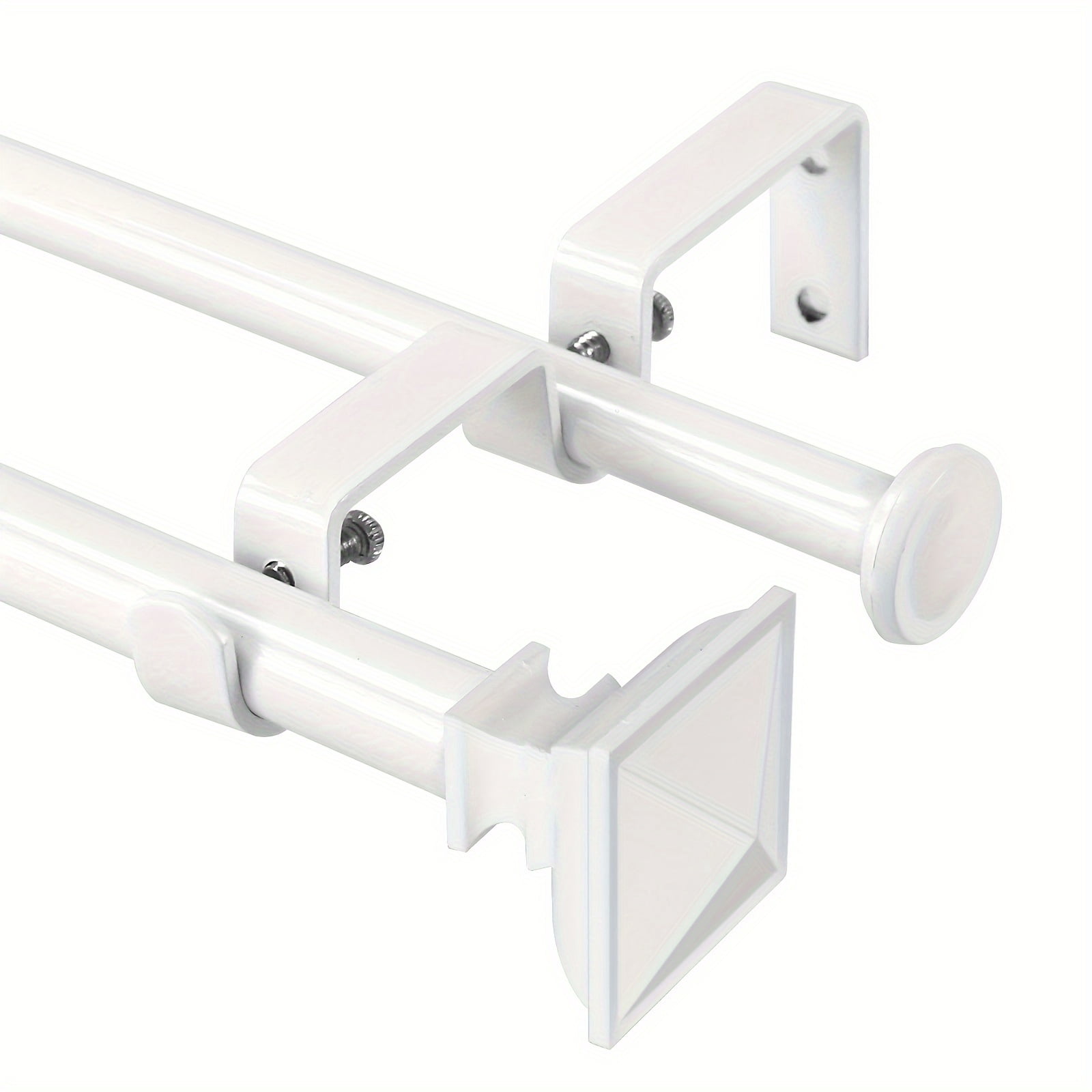 Adjustable Double Drapery Curtain Rod 28-120 Inch, Dual Rod with Square ...