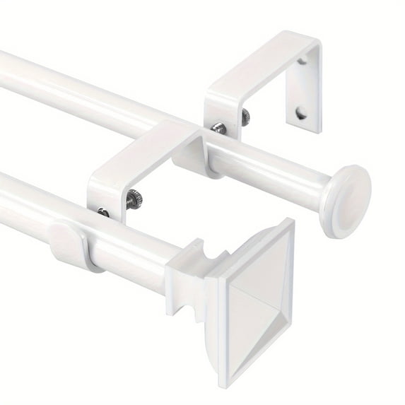 Adjustable Double Drapery Curtain Rod 28-120 Inch, Dual Rod with Square ...