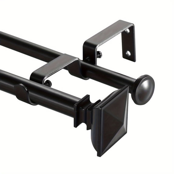 Adjustable Double Drapery Curtain Rod 28-120 Inch, Dual Rod with Square ...