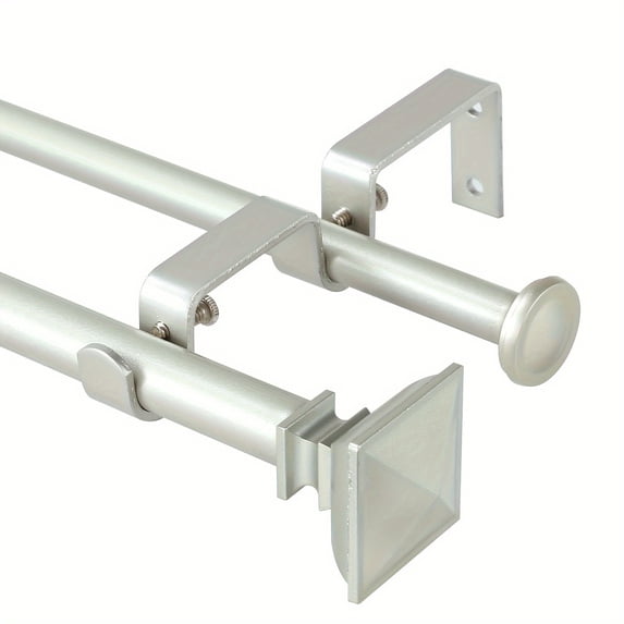 Adjustable Double Drapery Curtain Rod 28-120 Inch, Dual Rod with Square ...