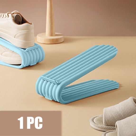 Adjustable Double Layer Plastic Shoe Rack Space Saving Organizer for ...