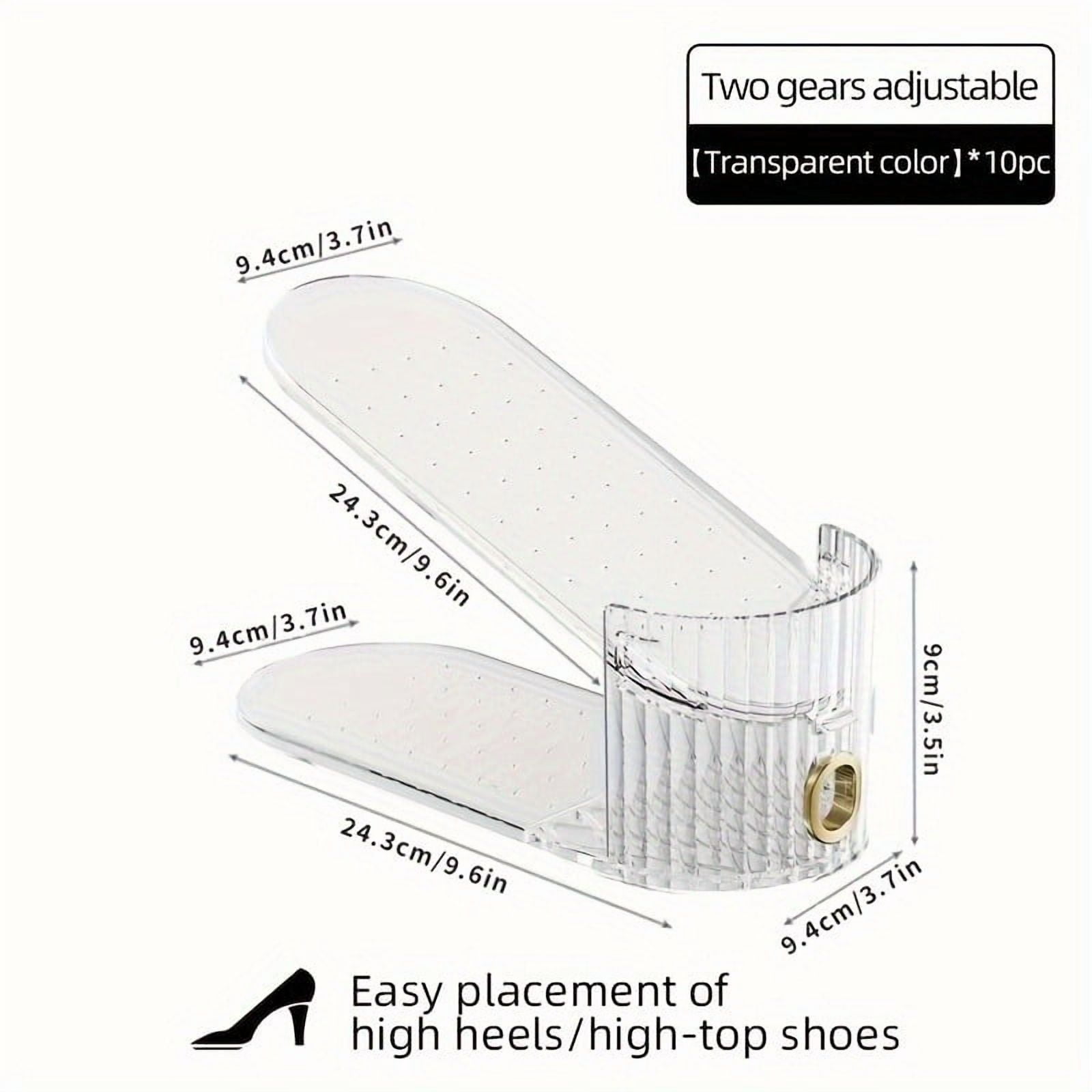 Adjustable Double-Layer Shoe Storage Rack - Transparent, Plastic Holder ...