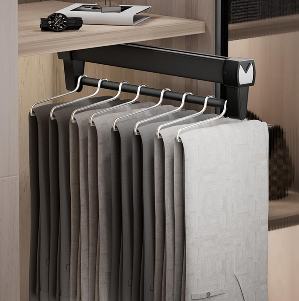 Adjustable Double-Rail Pull Out Clothes Hanger Rod with Thick Steel ...