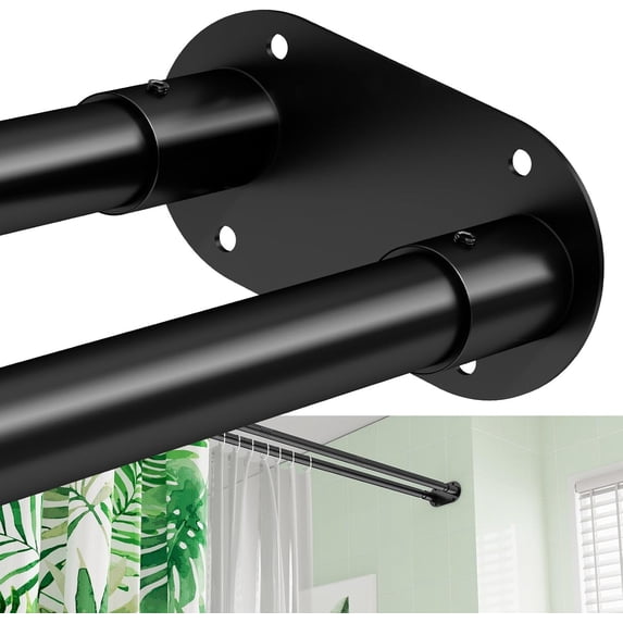 Adjustable Double Shower Curtain Rod, 28 to 76 Inches, Wall-Mounted ...