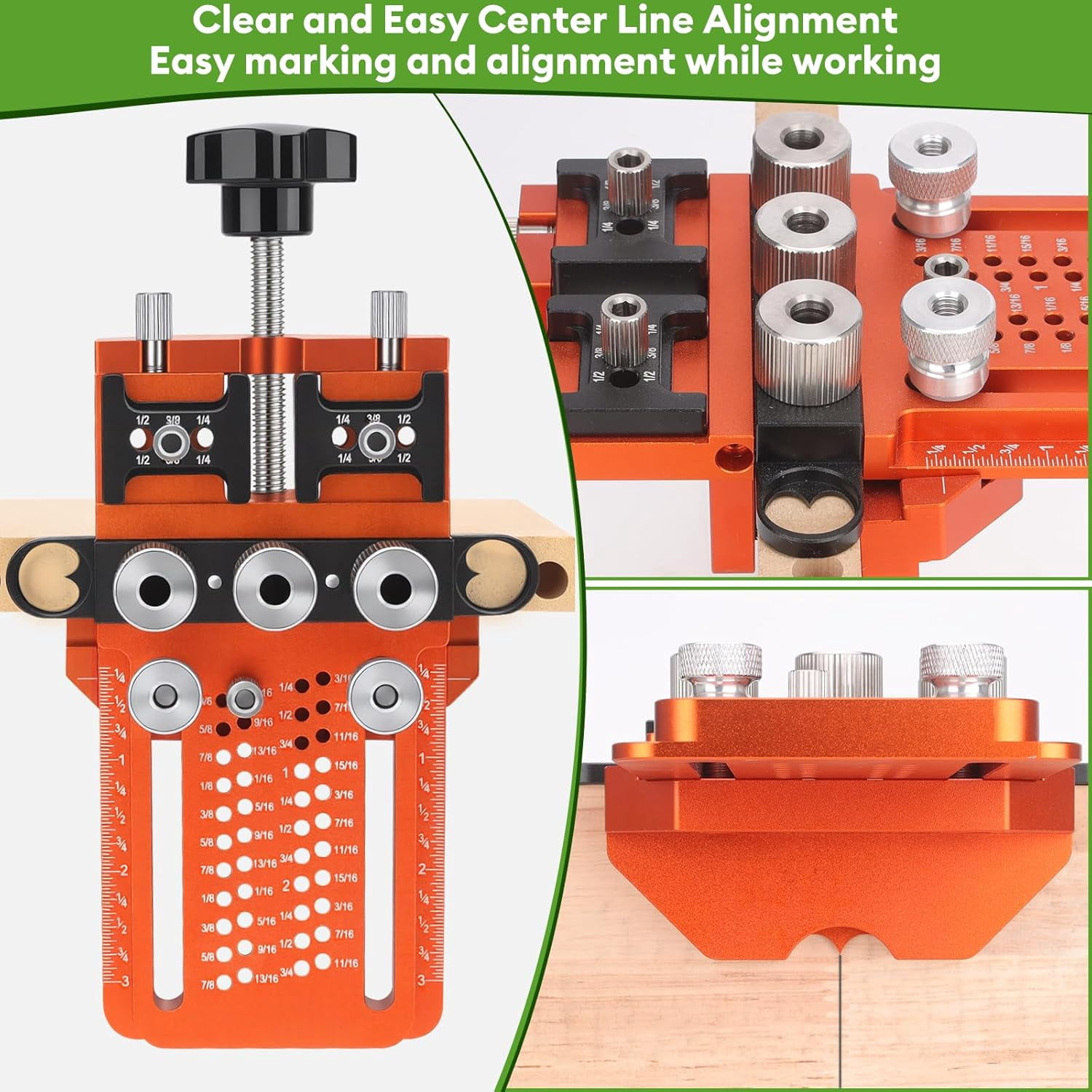 Adjustable Dowel Jig Kit, Drill Guide with Quick Positive Stop & Clamp ...