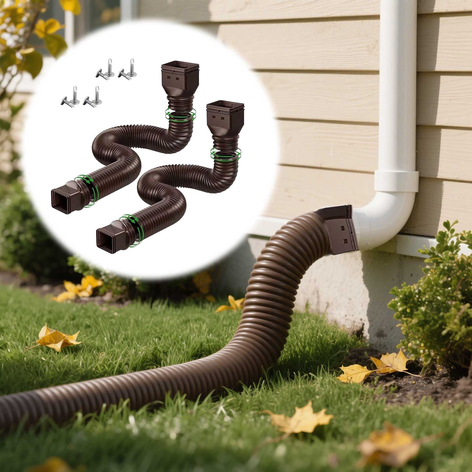 Adjustable Downspout Extension Corrugated Drain Pipe Flexible Outdoor ...