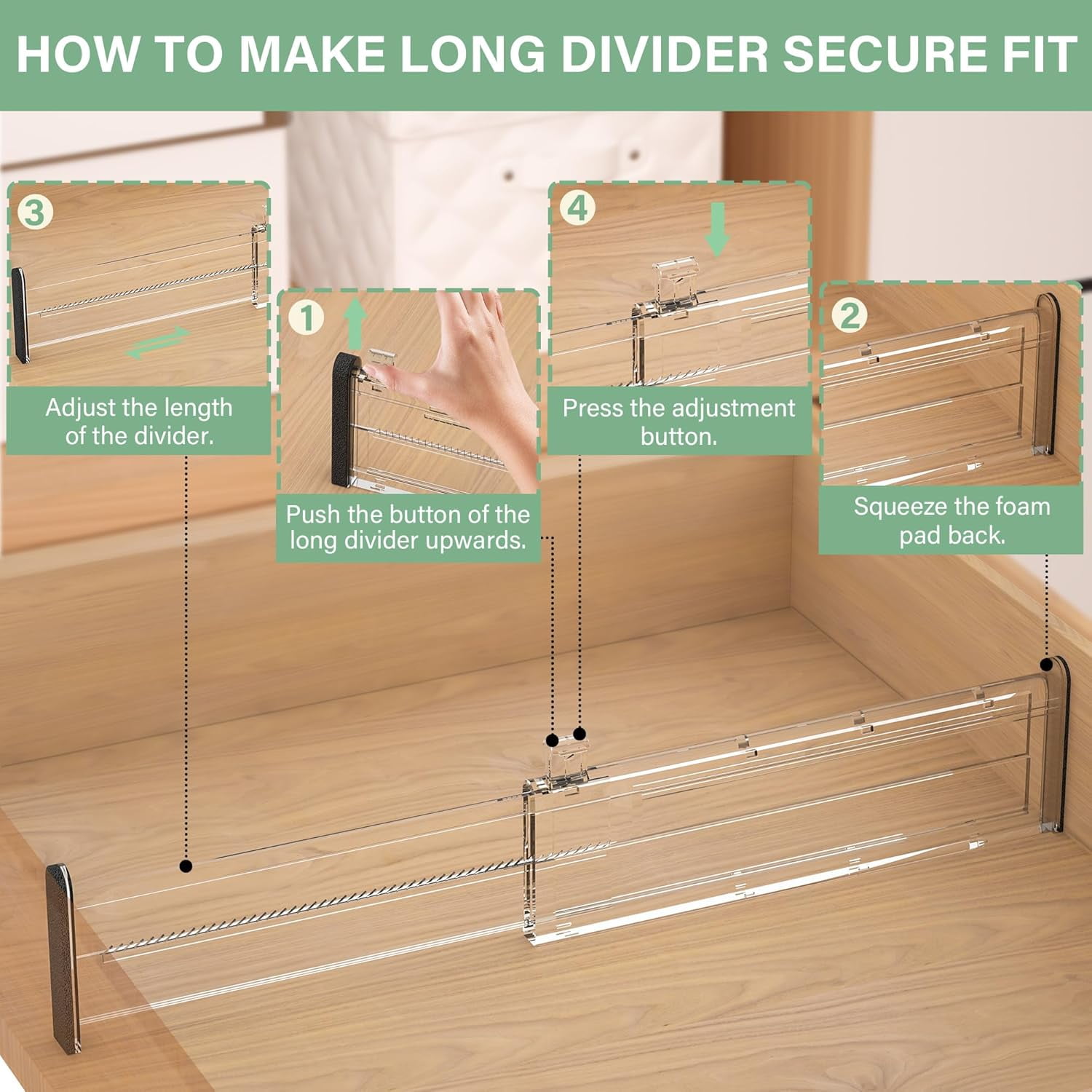 Adjustable Drawer Dividers, 4'' High Expandable Drawer Organizers for ...