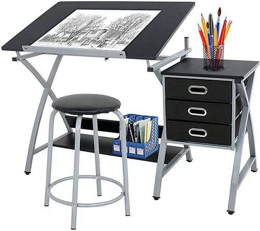 Adjustable Drawing Desk Drafting Table Folding Art Craft Table Station ...