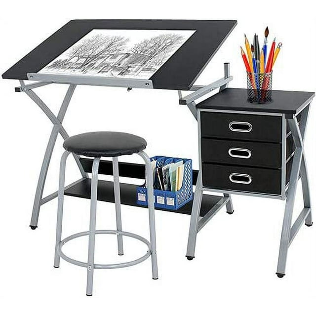 Adjustable Drawing Desk Drafting Table Folding Art Craft Table Station ...
