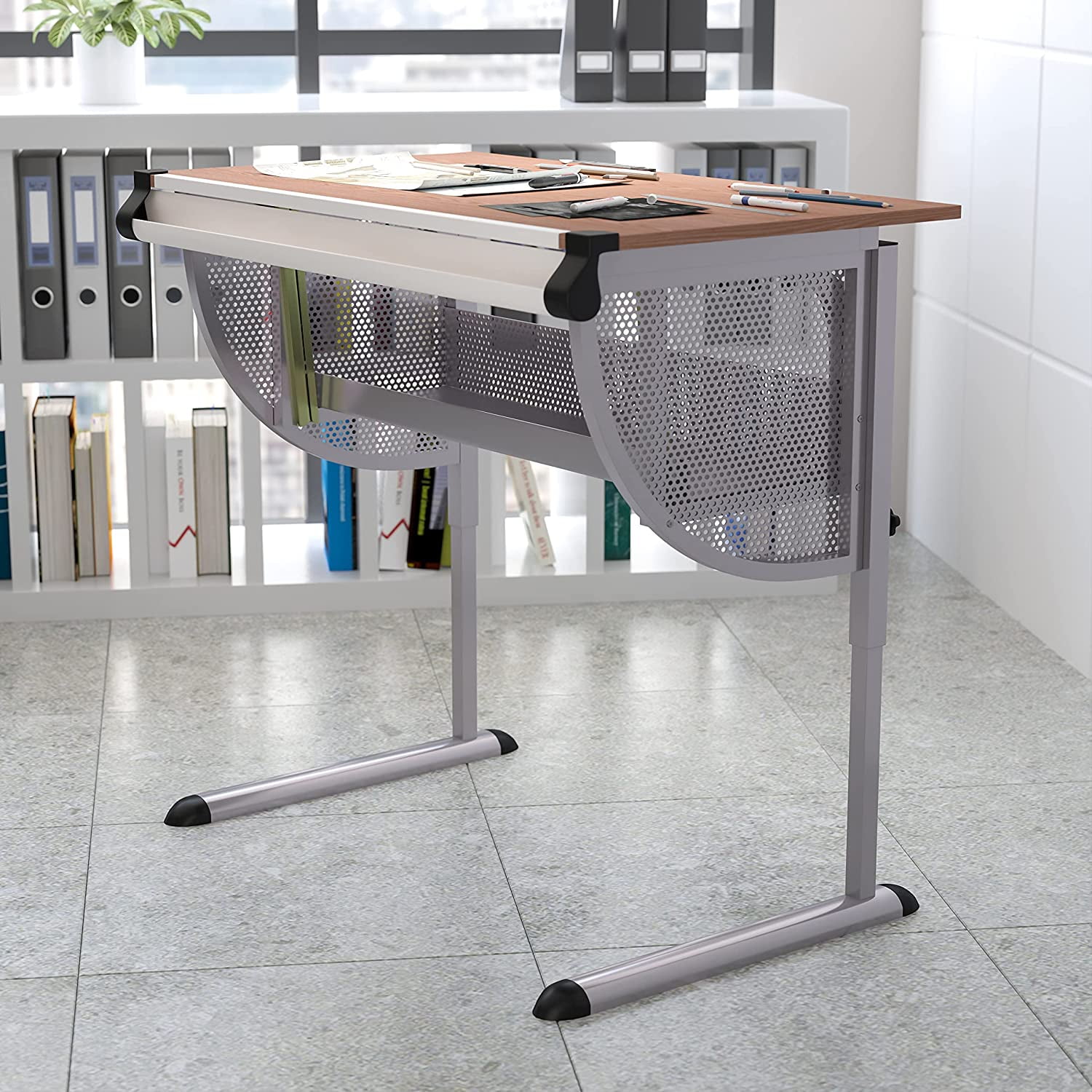 Adjustable Drawing and Drafting Table with Pewter Frame - Walmart.com