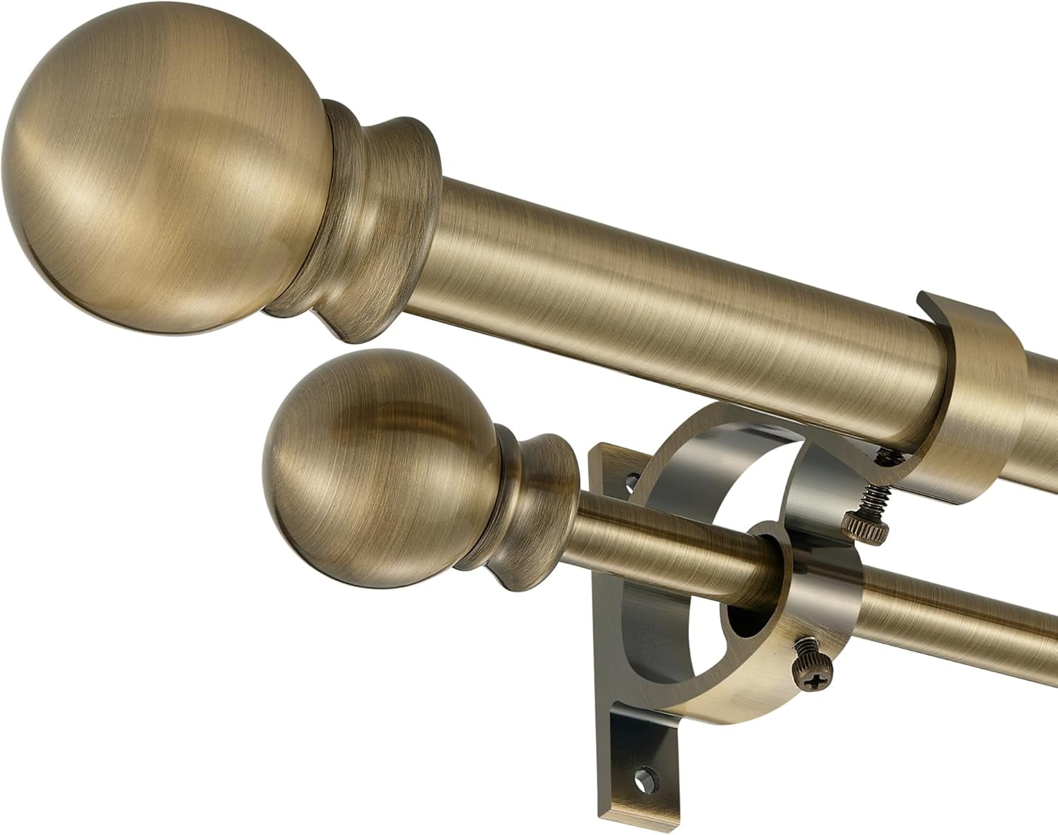 Adjustable Dual Window Rod for Sheer/Blackout Curtains, Antique Bronze ...