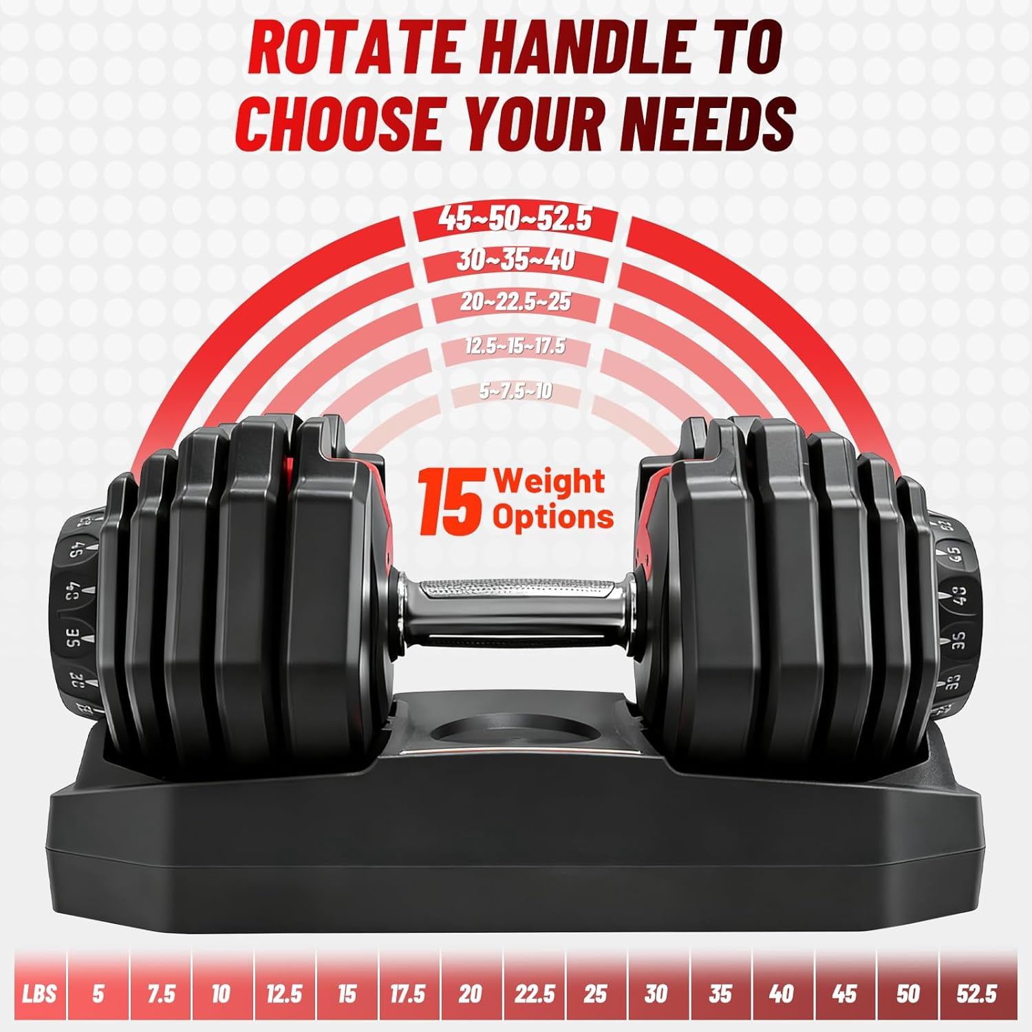 Adjustable Dumbbell 25LB, 2-in-1 Weight with Anti-Slip Handle, Fast ...