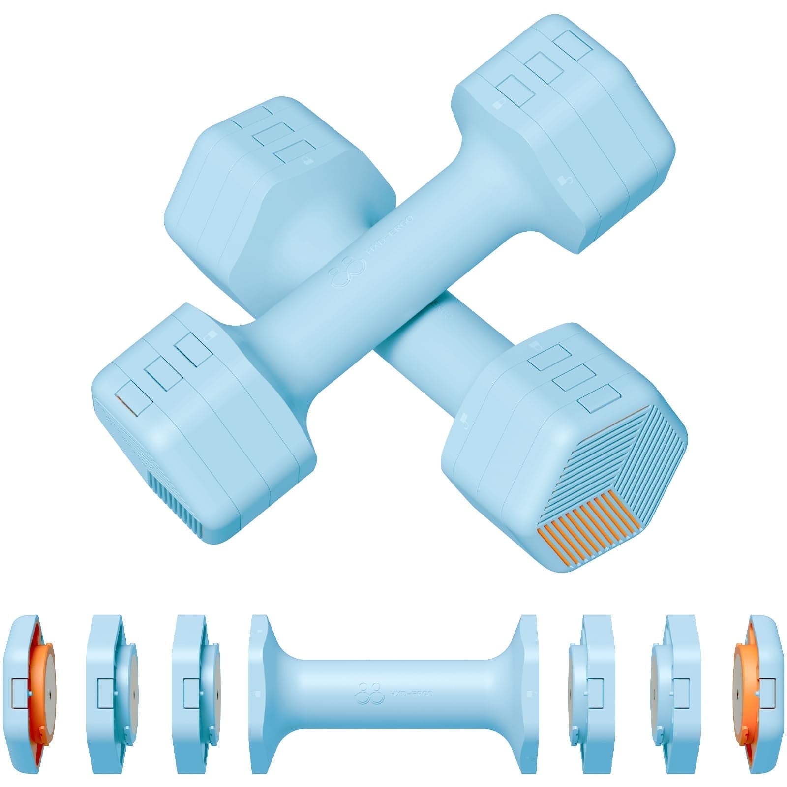 Adjustable Dumbbell Set of 2, 4 in 1 Free Weights Dumbbells Set for ...