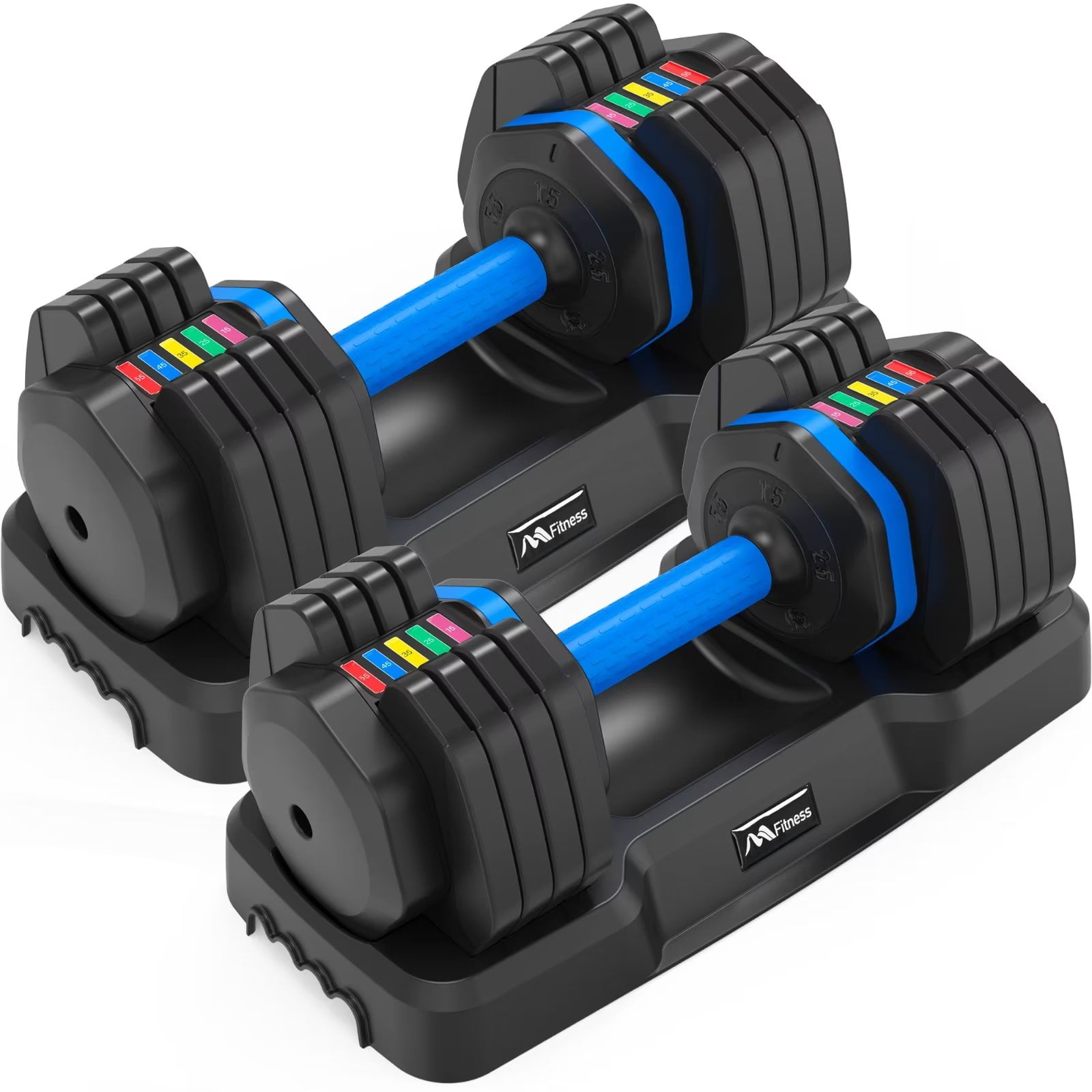 Adjustable Dumbbell, Set of 2 55lb x2 Dumbbell with Anti-Slip Handle ...