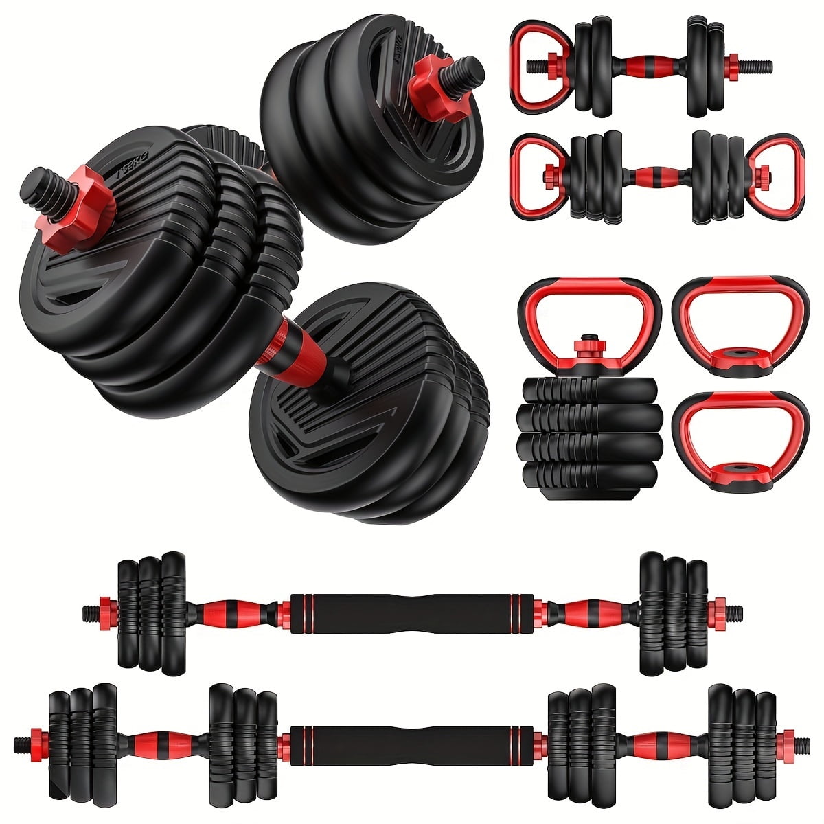 Adjustable Dumbbell Set - 20LBS to 90LBS | 4-in-1 Gym Equipment for ...