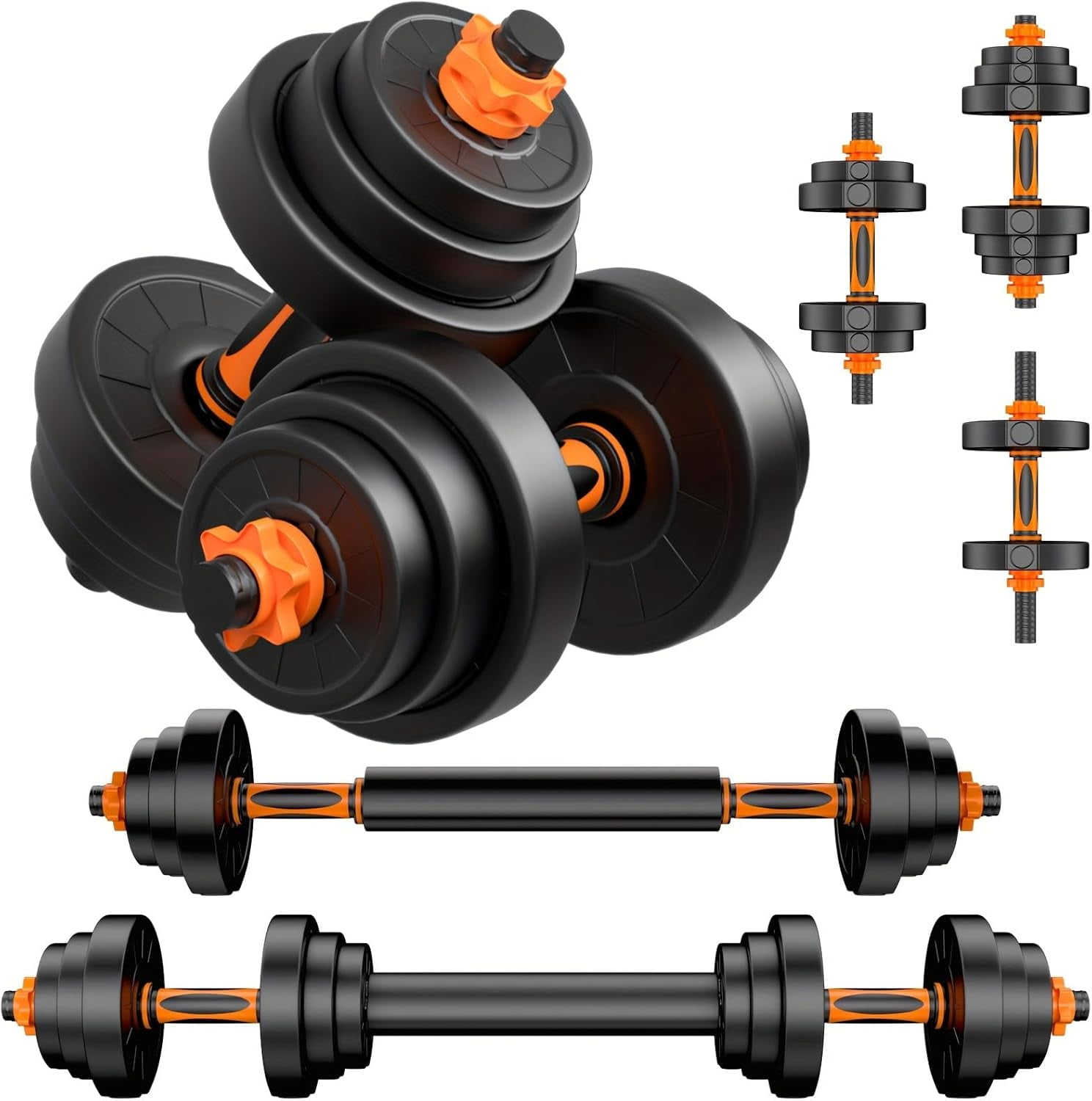 Adjustable Dumbbell Set 22LBS/44LBS, 4 in 1 Barbell Weight Set for ...