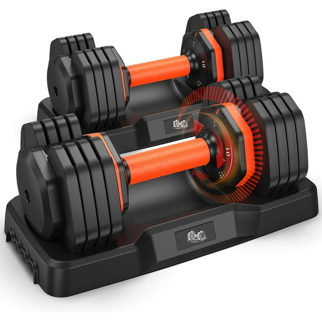 Adjustable Dumbbell Set 25LB, 5/10/15/20/25lbs, Anti-Slip Handle for ...