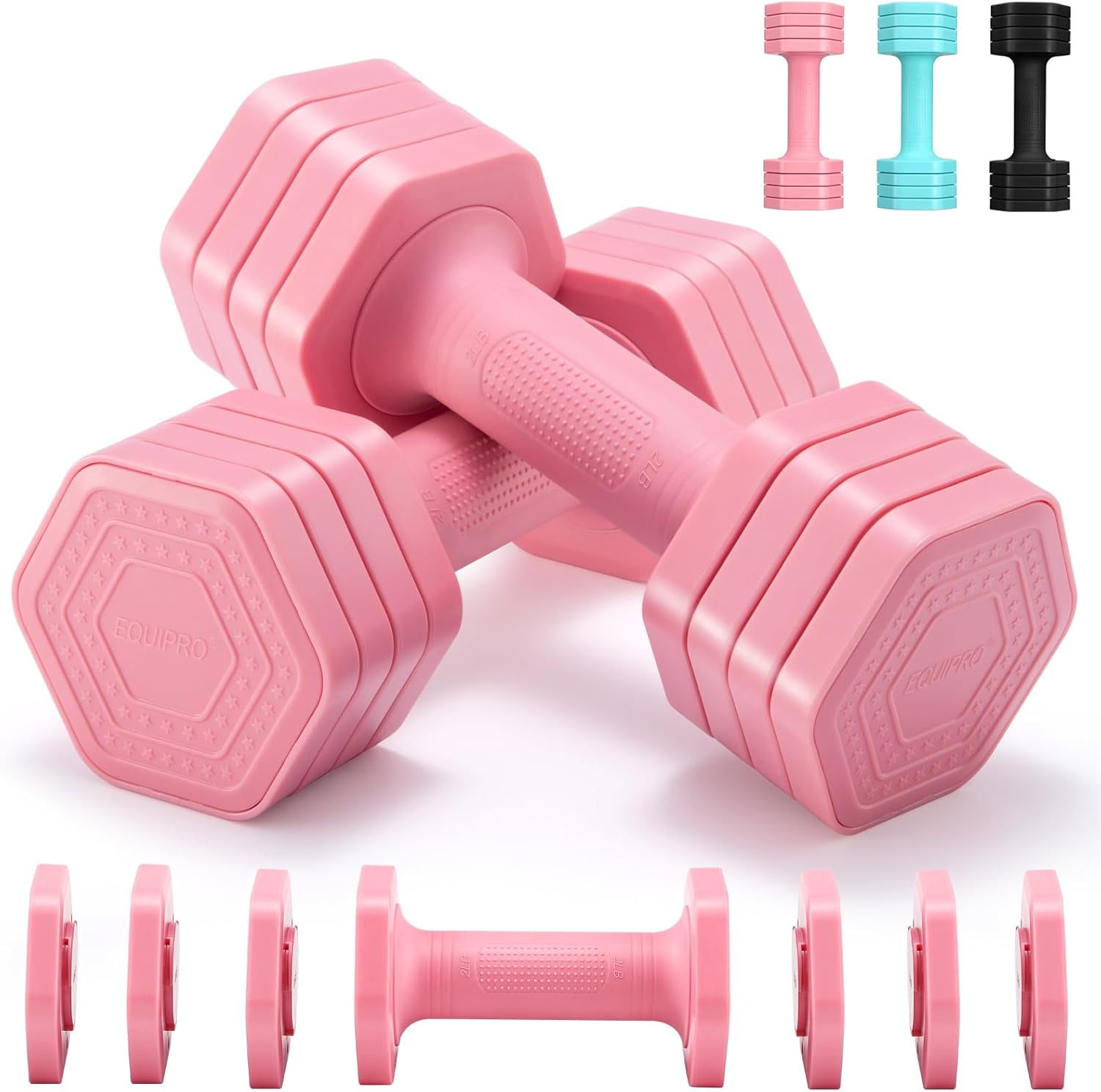 Adjustable Dumbbell Set, 4 in 1 Free Weights Dumbbells Set for Women ...