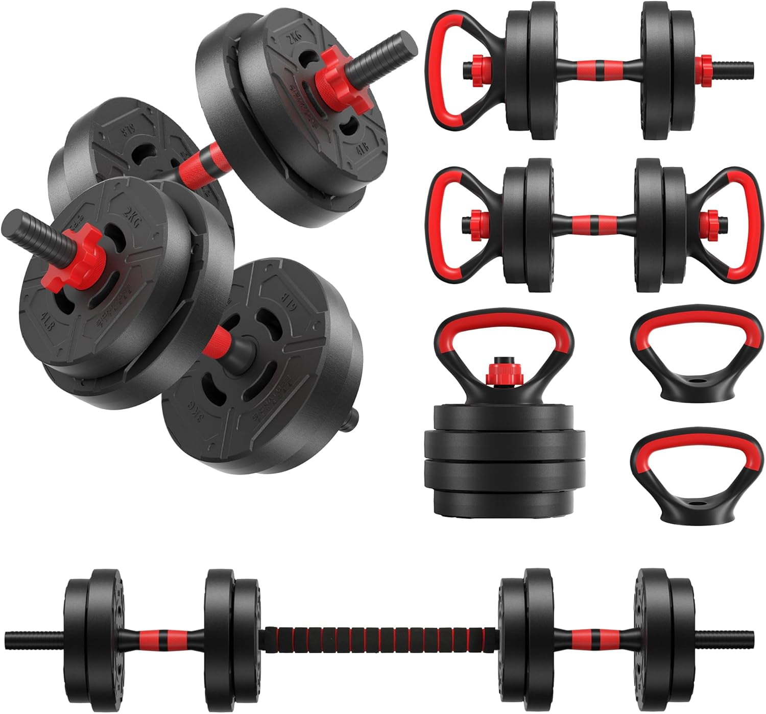 Adjustable Dumbbell Set, 40lbs or 60lbs Free Weights Set with Connector ...