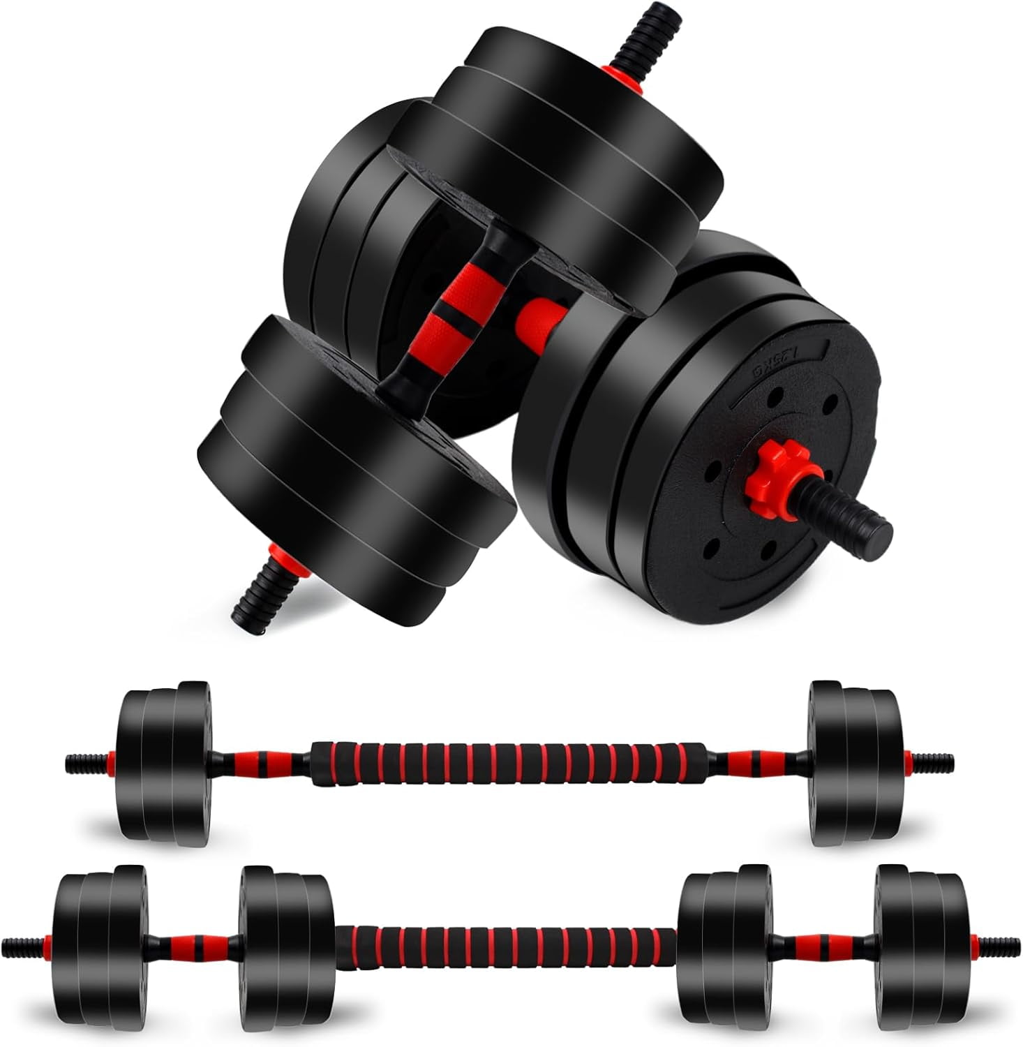 Adjustable Dumbbell Set, 44 Lbs Weights Dumbbells Sets,Barbell Weight ...