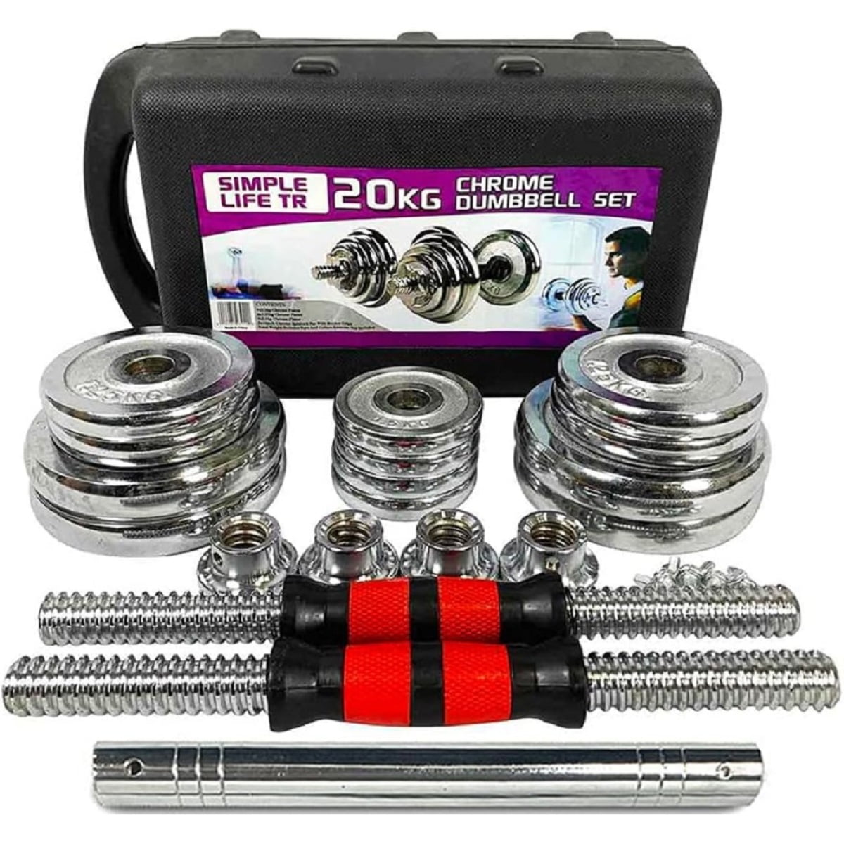 Adjustable Dumbbell Set Home Gym Cast Iron Barbell Sets with Carry Box ...