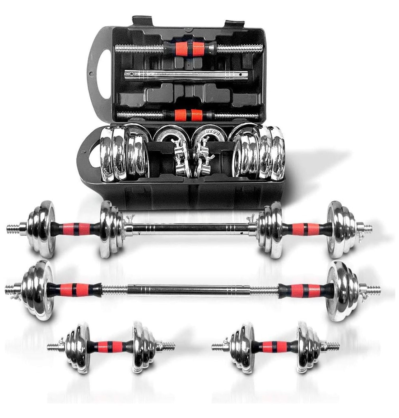 Adjustable Dumbbell Set Home Gym Cast Iron Barbell Sets with Carry Box ...