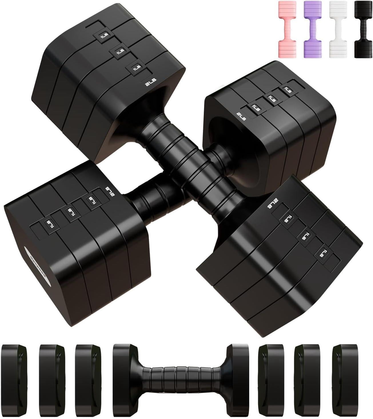 Adjustable Dumbbell Set for Women Men 16LB 20LB Hand Weights Dumbbells ...