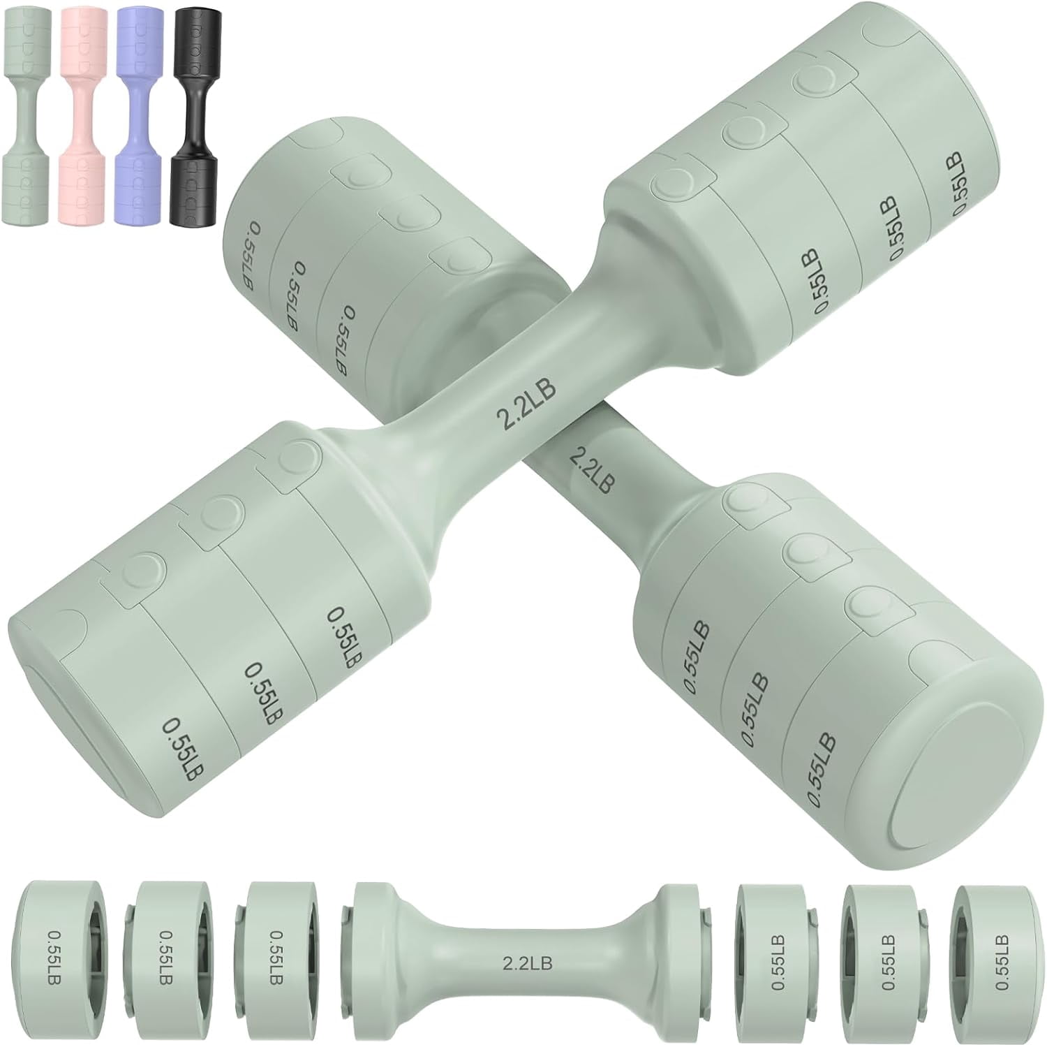 Adjustable Dumbbell Set of 2, 11Lb/Pair Weights Dumbbells for Women ...