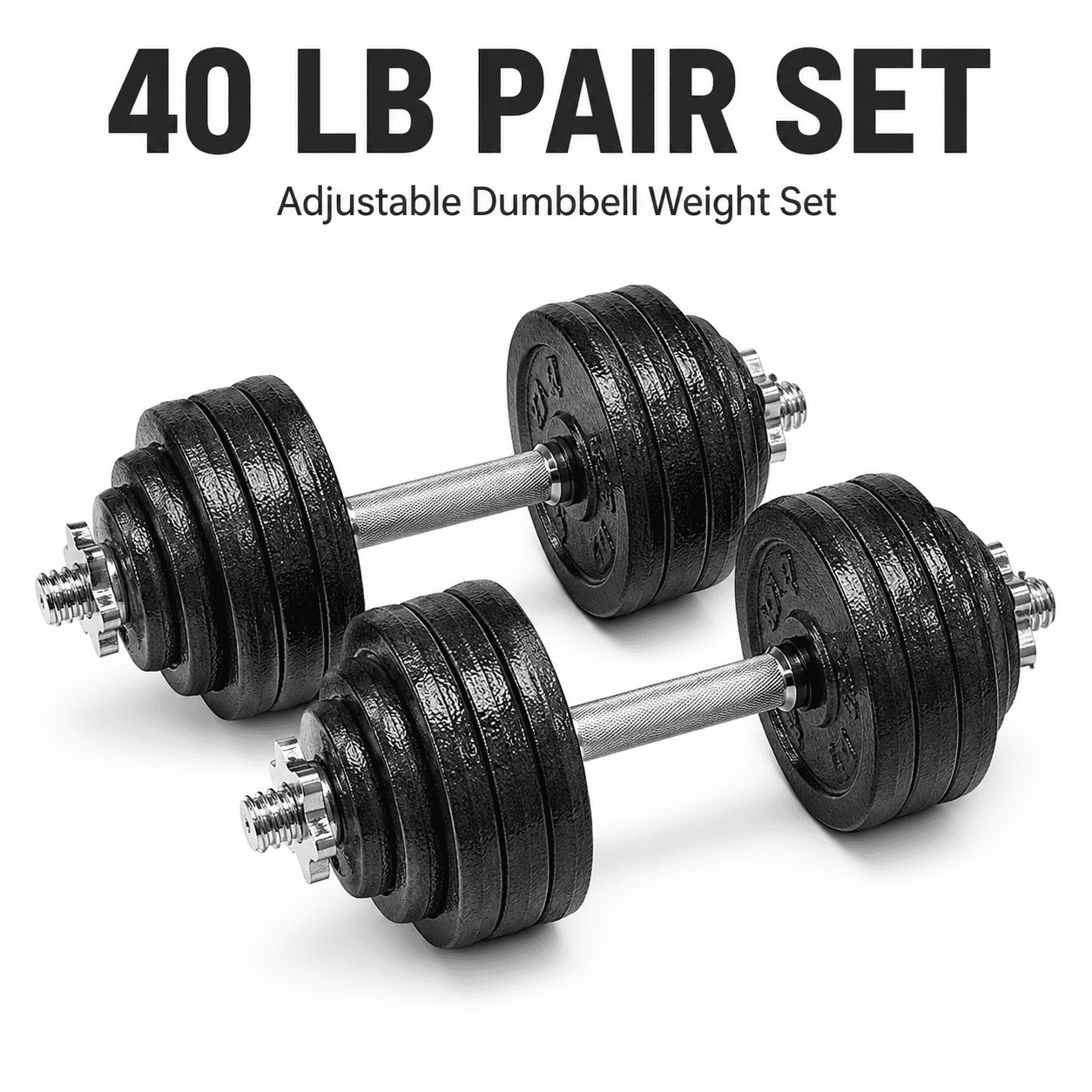 Adjustable Dumbbell Weight Set,Cast Iron Weight Plates with Threaded ...