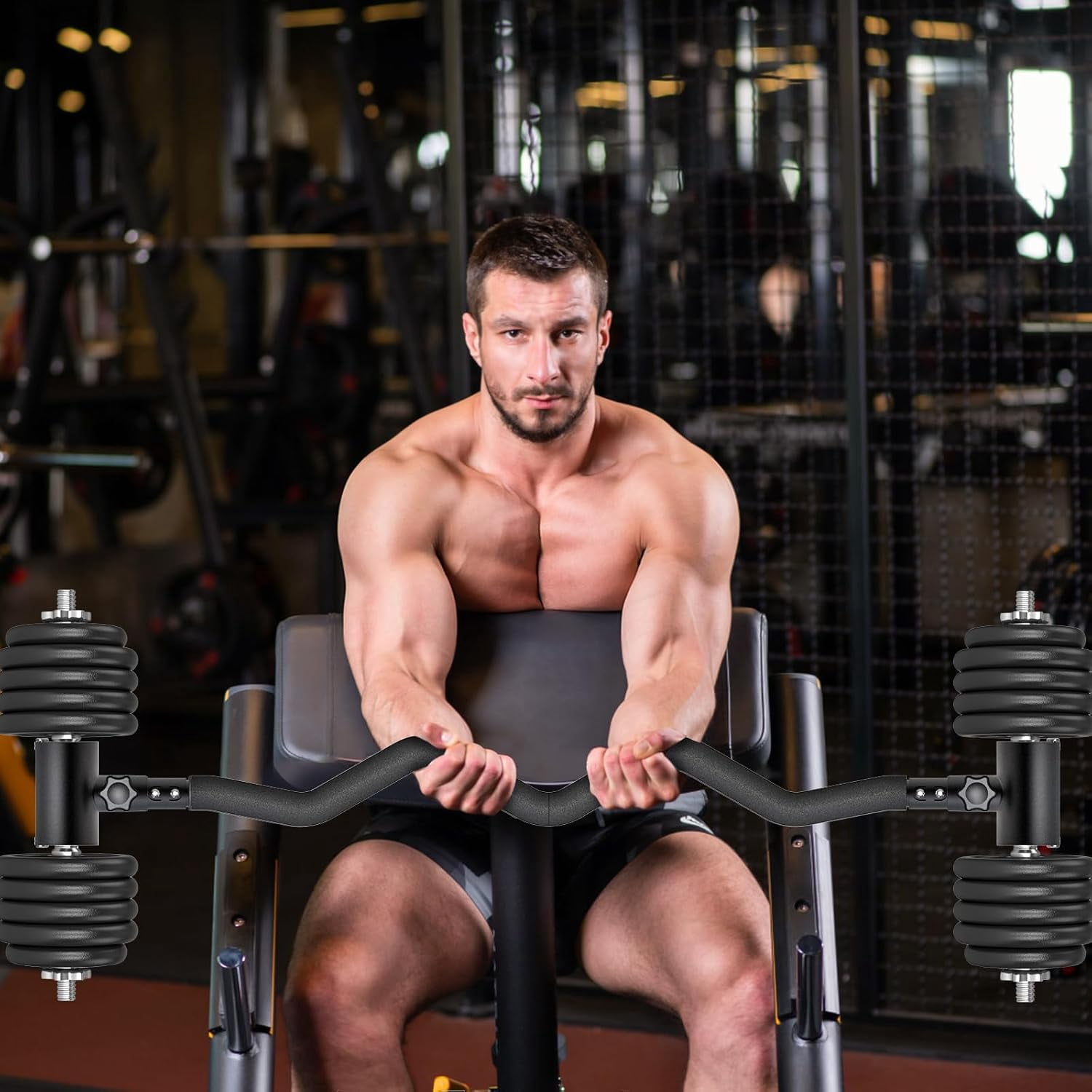 Adjustable Dumbbell to Barbell Converter Curling Bar Adapter for Home ...