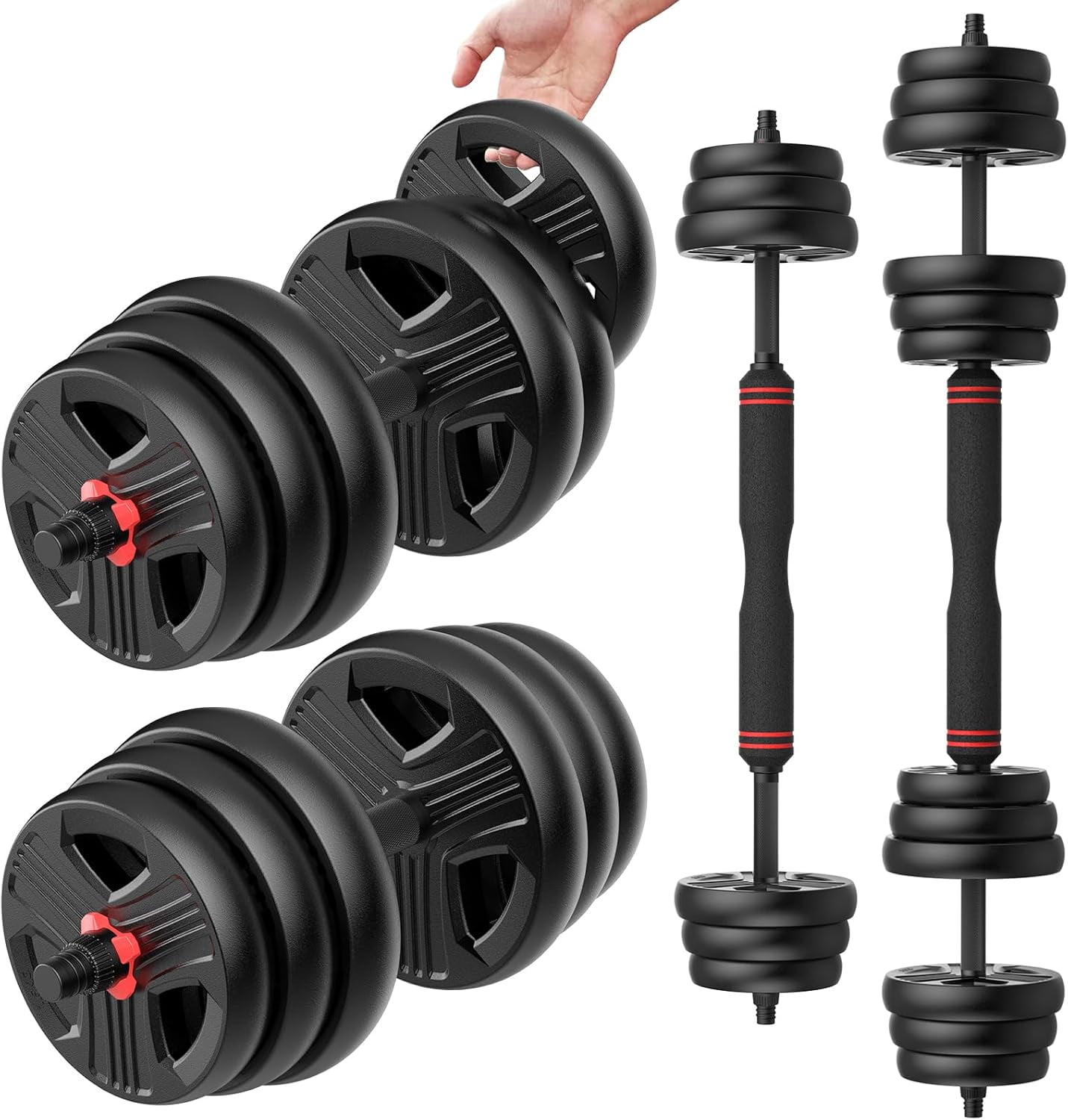 Adjustable Dumbbells, 20/30/40/55/60/70/80/90lbs Free Weight Set with ...