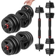 BalanceFrom 60LB 2-in-1 Portable Changeable Dumbbell, Barbell Set with ...