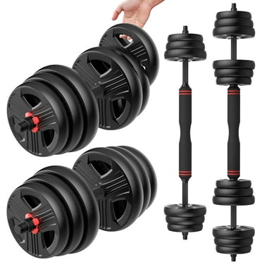 BalanceFrom 60LB 2-in-1 Portable Changeable Dumbbell, Barbell Set with ...