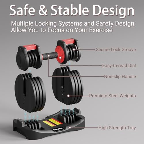 Adjustable Dumbbells 25/52.5 lbs, 9/15 in - Adjustable Weight Dumbbell ...