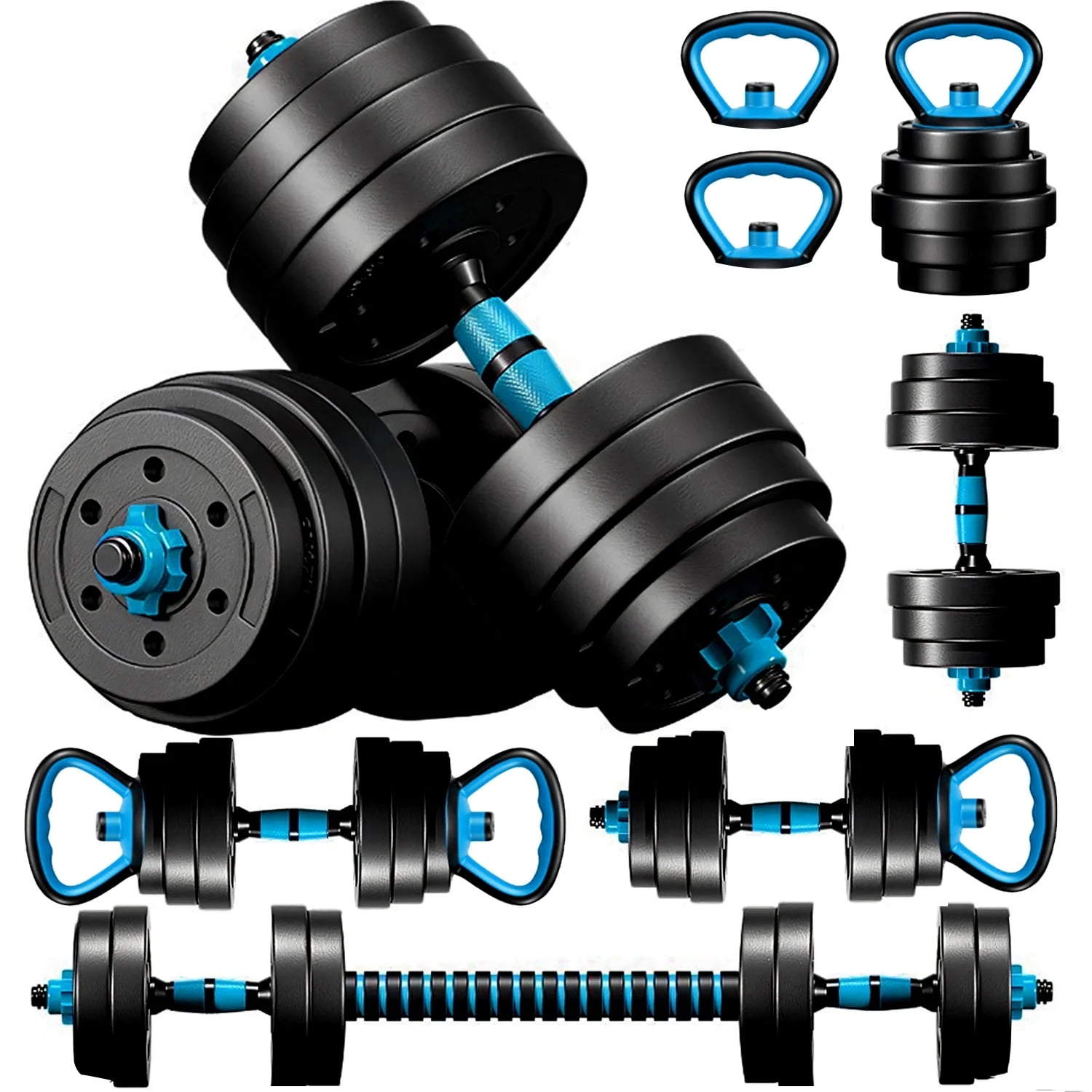 Adjustable Dumbbells, 33 /45 lbs Free Weight Set with Connector, 4-in-1 ...