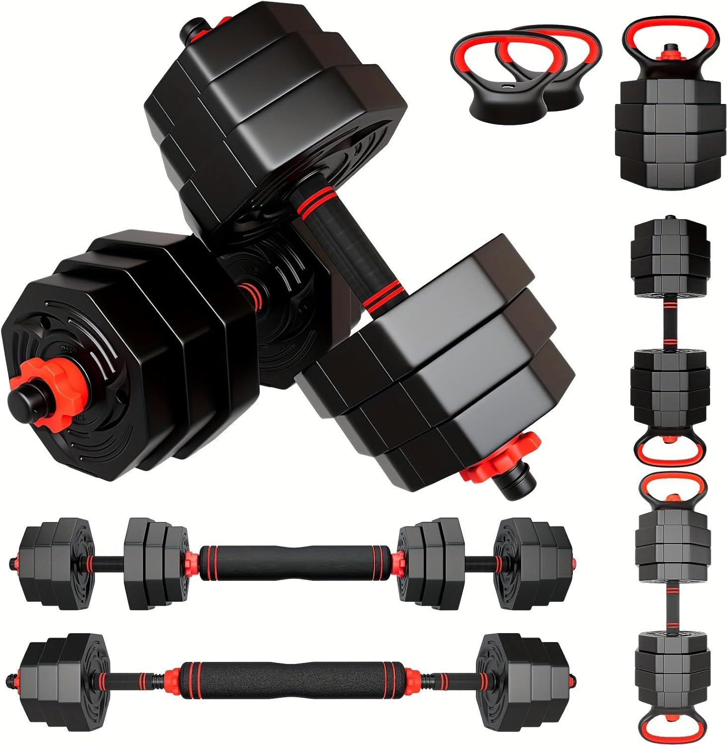 Adjustable Dumbbells, 4-in-1 Barbell kettlebell set, Muscle Fitness ...