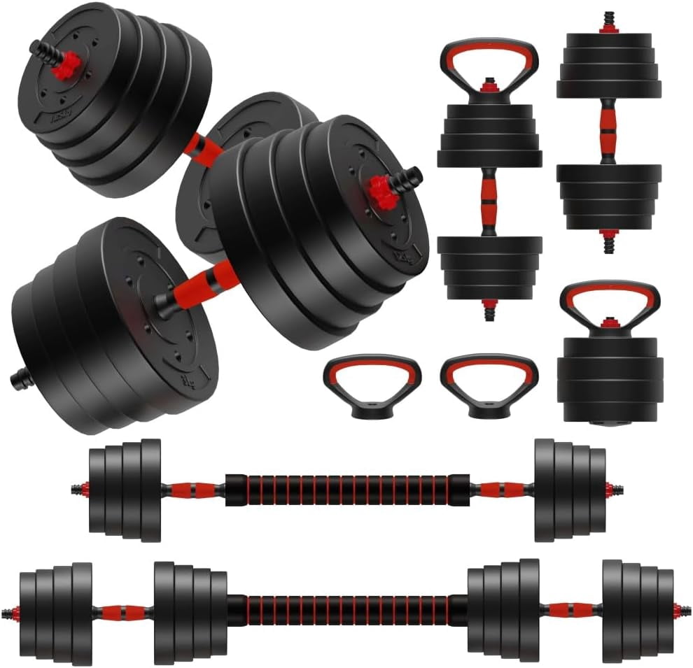 Adjustable Dumbbells,4 in 1 Dumbbells Set Used as Barbell, Kettlebells ...