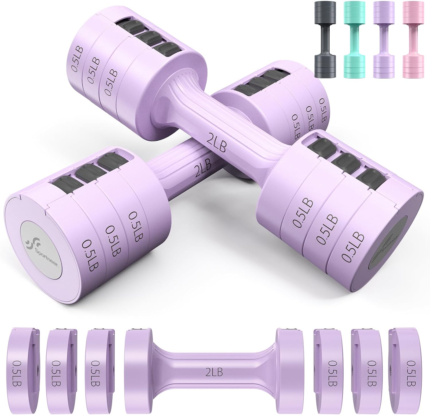Adjustable Dumbbells Hand Weights Set: 1 Pair 2 4 6 8 10 Lbs Fast ...